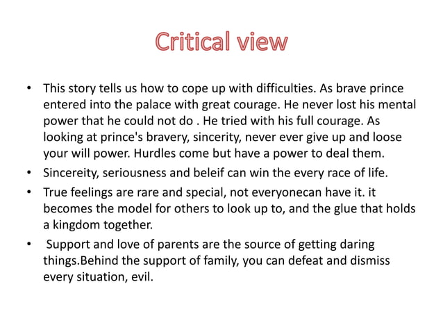 an analysis on the short story sleeping beauty. | PPTX