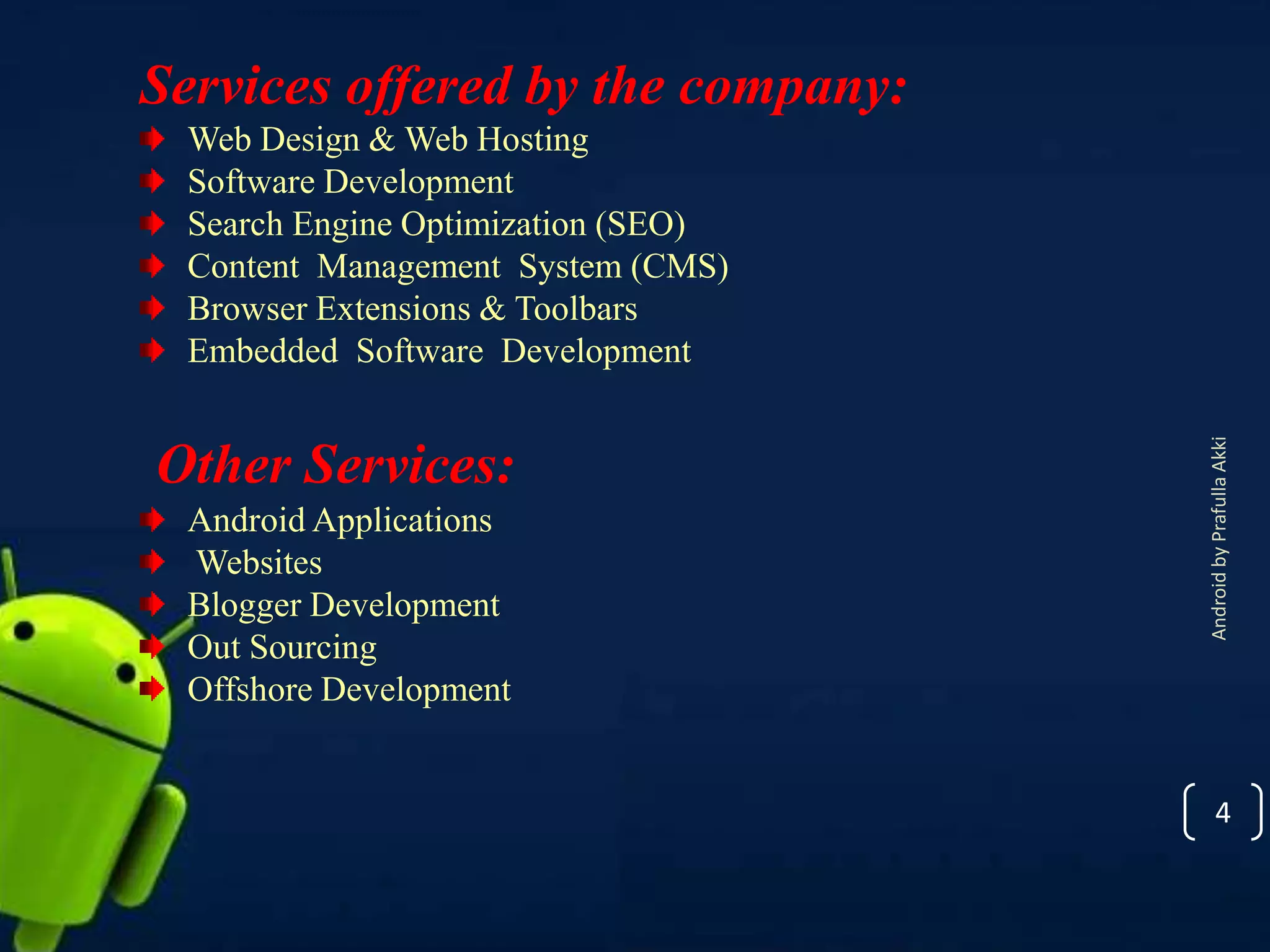 Ppt android by prafulla akki | PPTX | Operating Systems | Computer Software and Applications