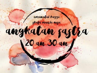 angkatan sastara tahun 20an dan 30an | PDF