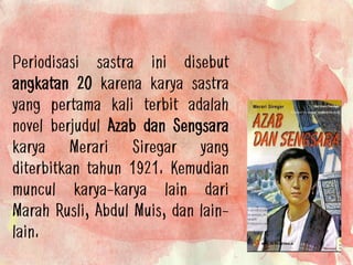 angkatan sastara tahun 20an dan 30an | PDF