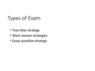 Exam Preparation and Note-Taking Strategy | PPTX | Educational ...