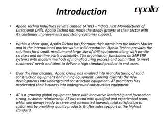 Technology Features of Apollo HDD Machine, Its Technical Specification ...