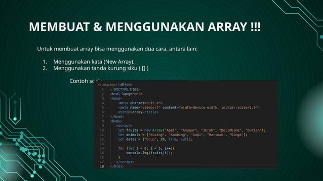 PPT ARRAY & OBJECT java script pengetahuan pemrograman.pptx