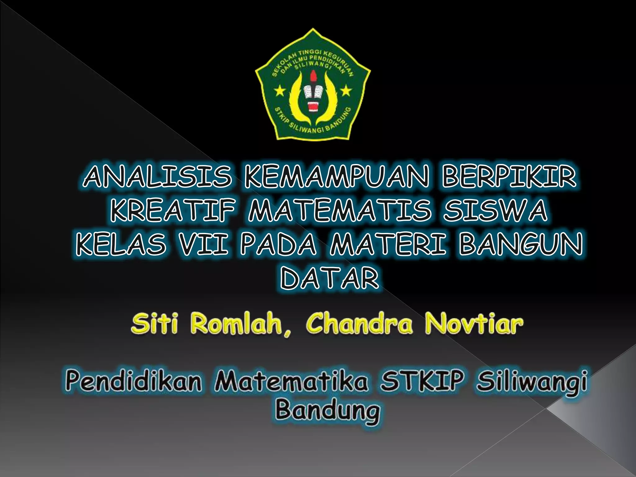 Analisis Kemampuan Berfikir Kreatif Matematis Siswa MTS | PPT