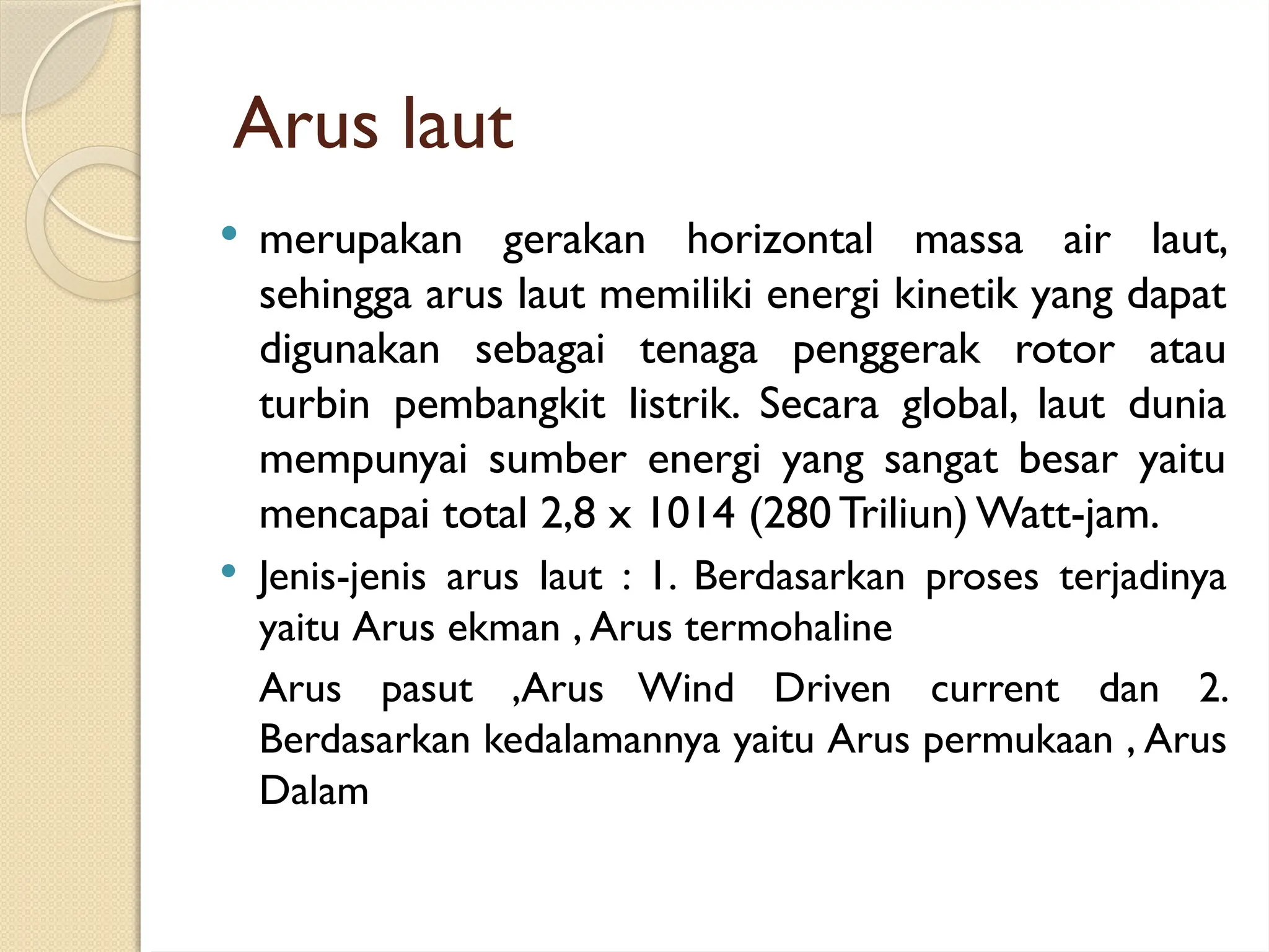 PPT ARUS DAN GELOMBANG LAUT.pptx teknik terbarukan | PPTX