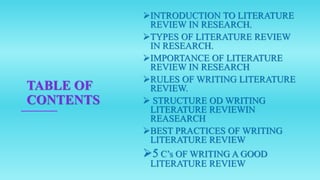 Literature review in research presentation | PPTX