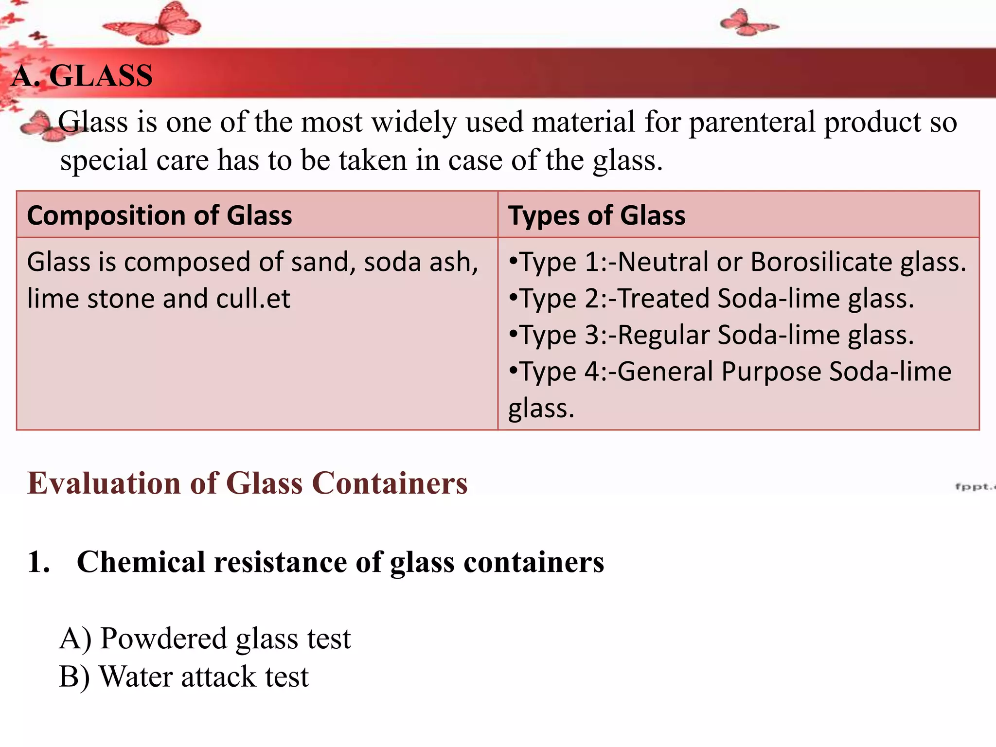 EVULATION OF PHARMACUTICAL PACAKGING MATERIALS/EVULATION PARAMETERS OF ...