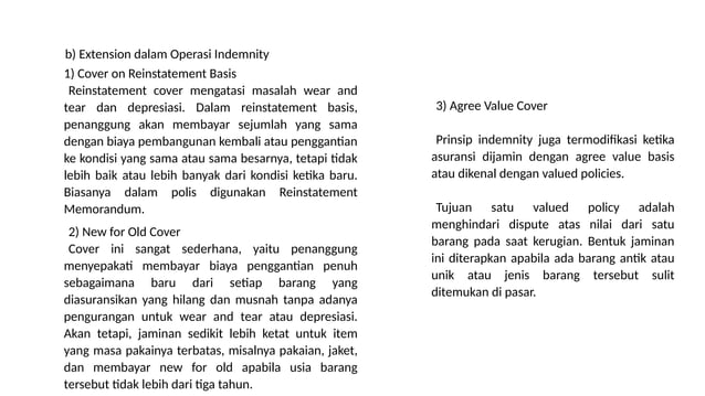 asuransi Kerugian, macam-macam, konsep dasar | PPTX