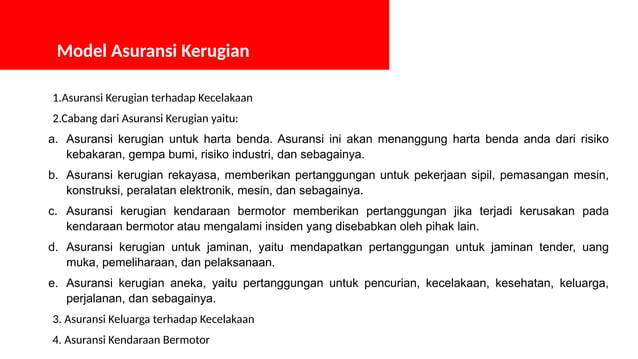 asuransi Kerugian, macam-macam, konsep dasar | PPTX