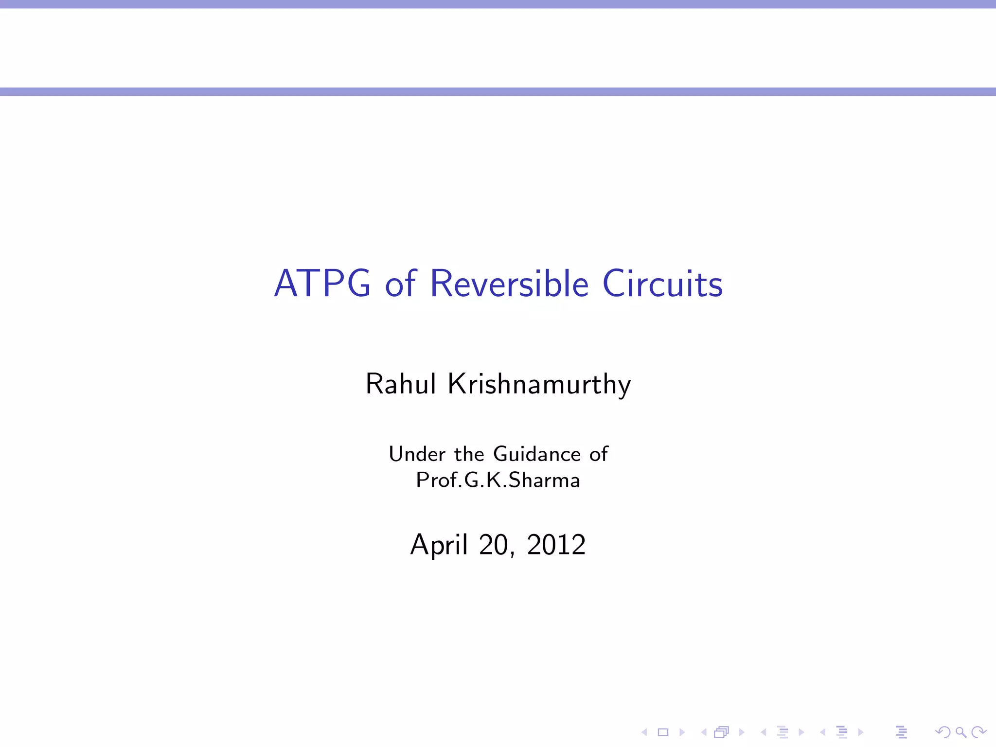ATPG of reversible circuits | PPT ATPG of reversible circuits | PPT