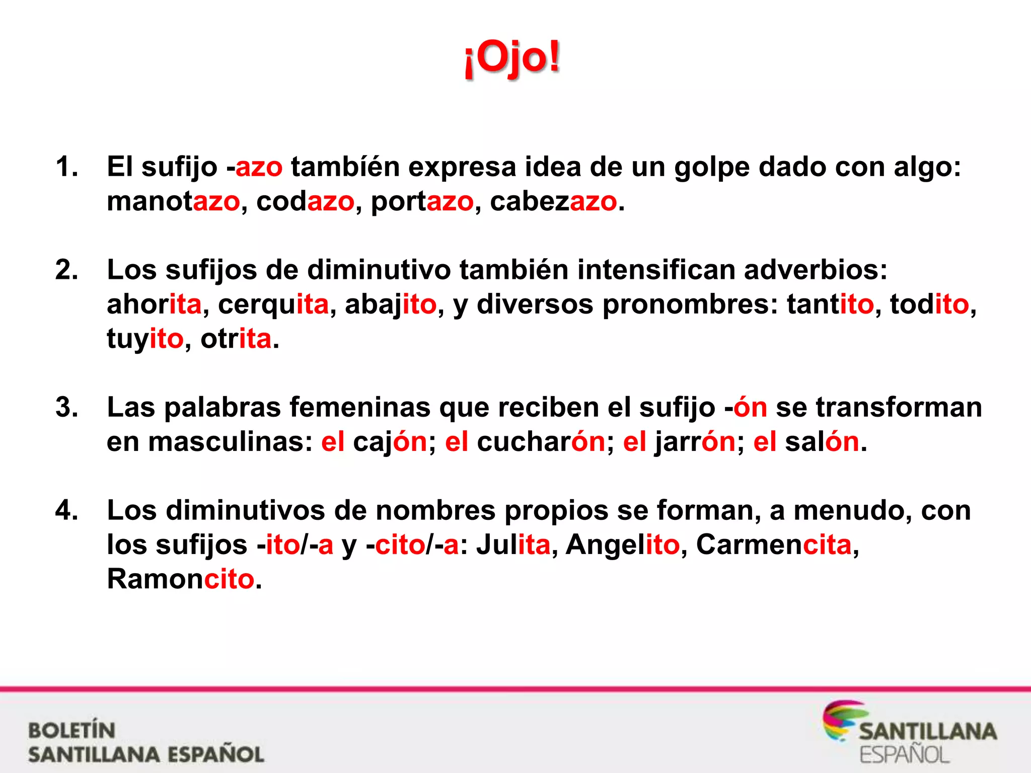 Aumentativos y diminutivos | PPTX