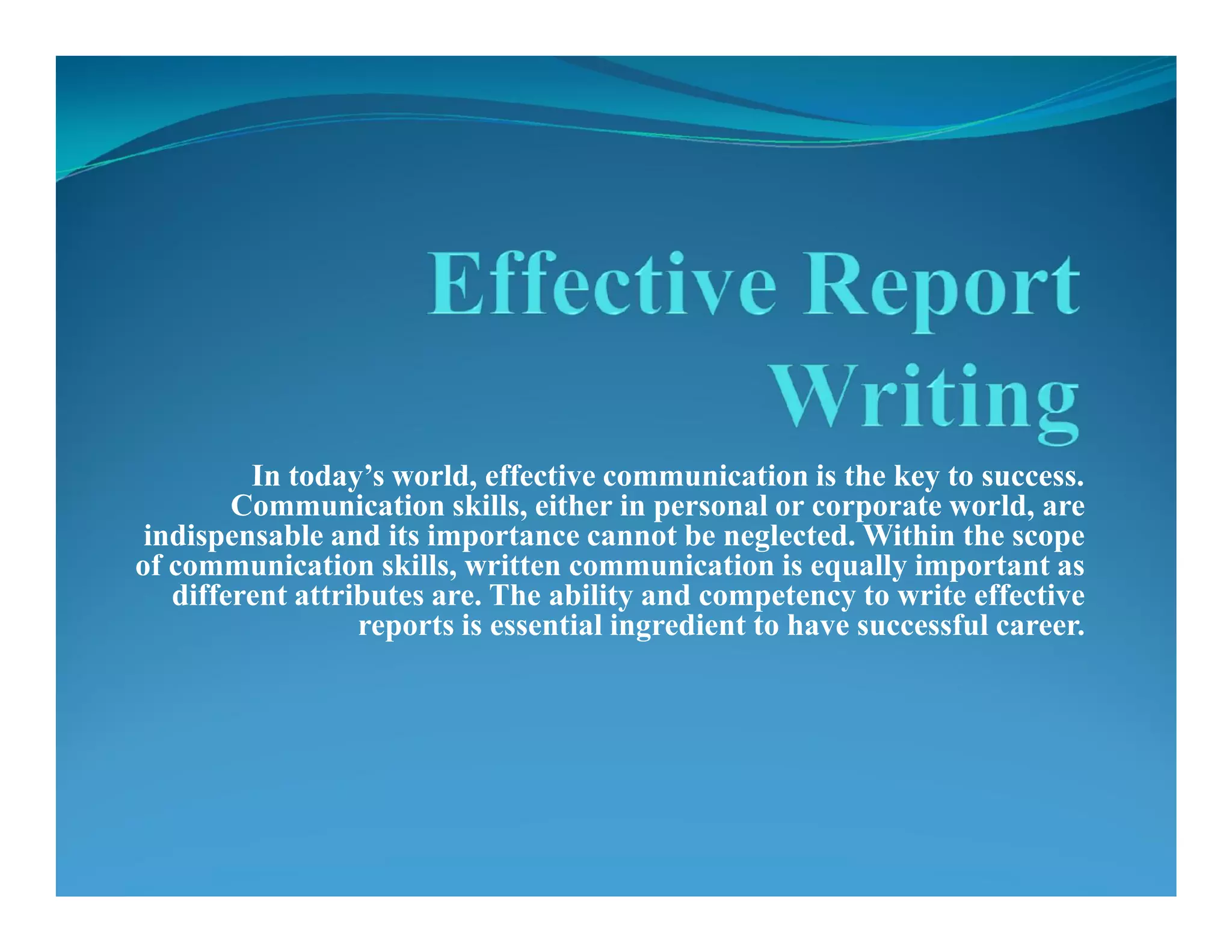 Effective Report Writing | PDF