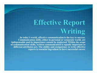 Effective Report Writing | PDF