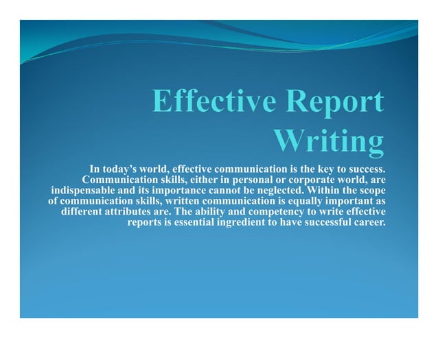 Effective Report Writing | PDF