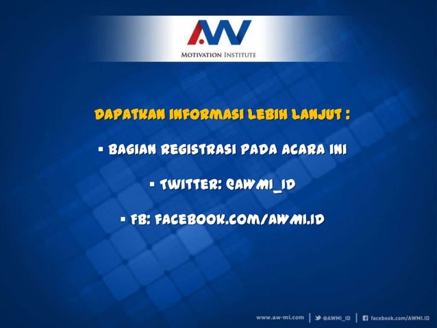 Andrie Wongso Motivation Institute Introduction | PPT
