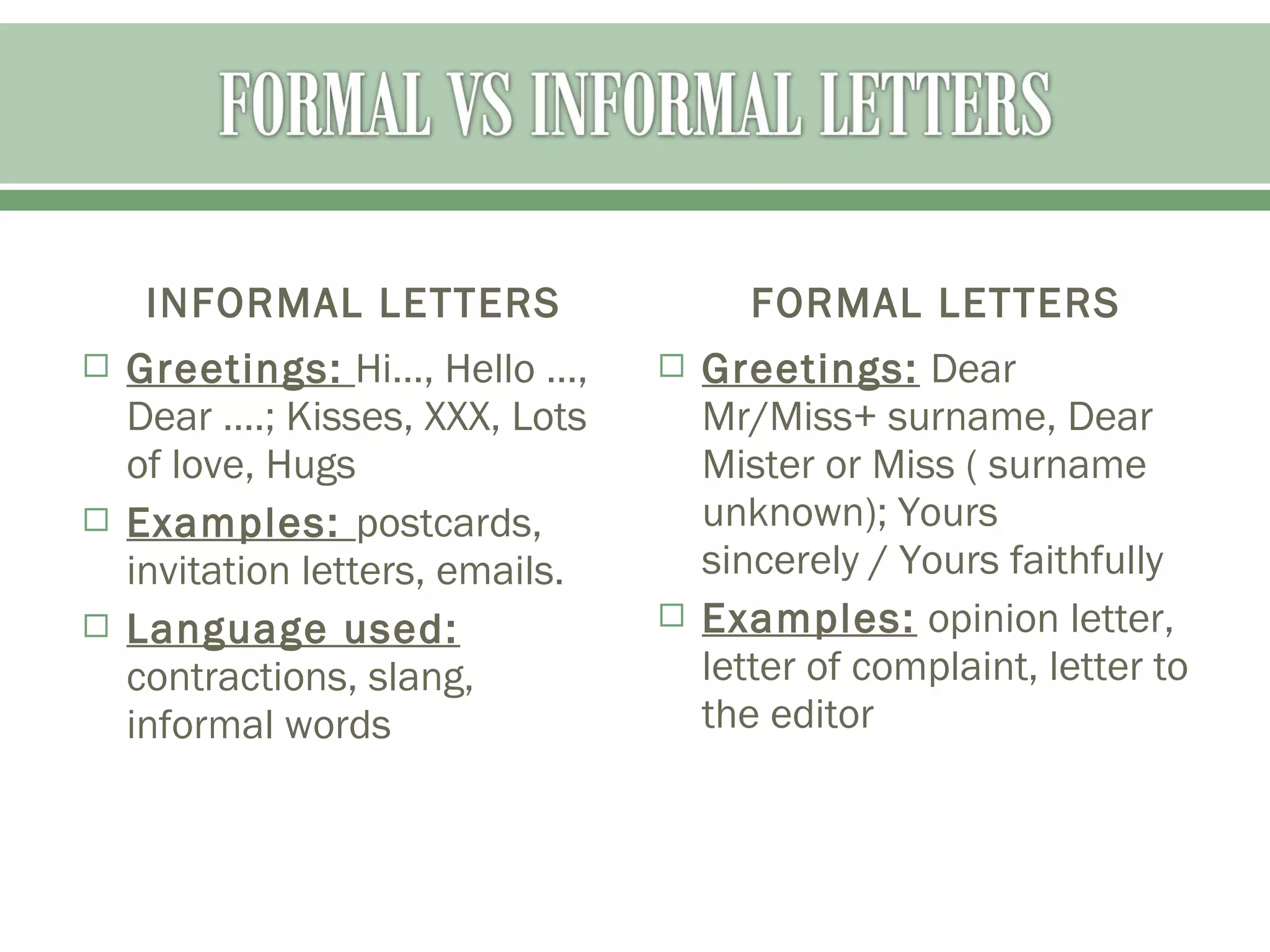 Formal and Informal Letter Writing | PPT