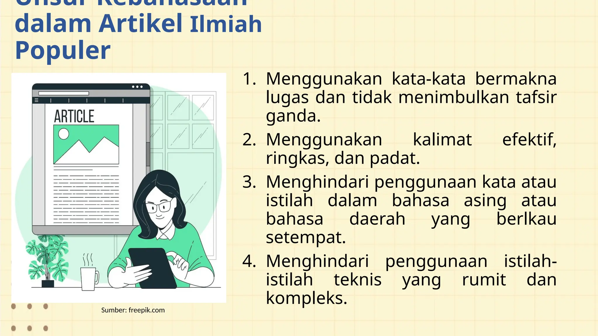 Materi menulis artikel ilmiah populer smp kelas 8 | PPTX