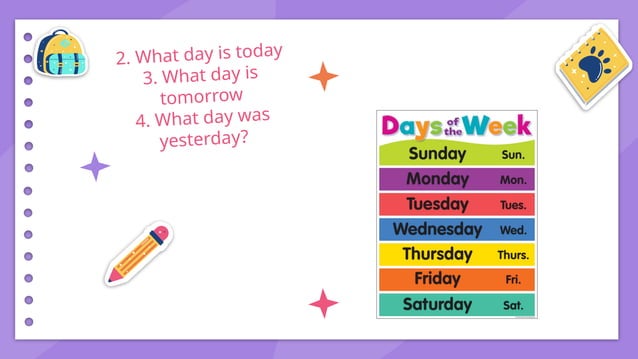 ppt bahasa inggris about days, months and time | PPTX | Education