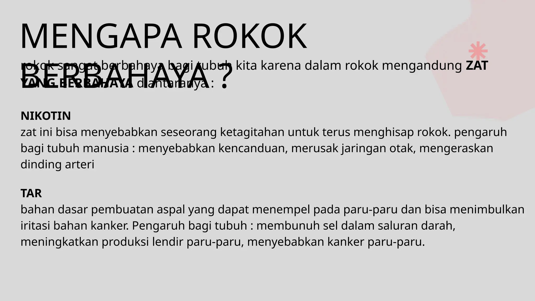 PPT BAHAYA MEROKOK MEMBAHAS TENTANG DEFINISI ROKOK JENIS-JENIS ROKOK, DAMPAK BAGI KESEHATAN | PPT