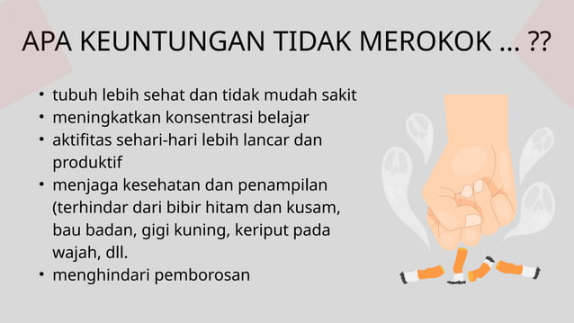 PPT BAHAYA MEROKOK MEMBAHAS TENTANG DEFINISI ROKOK JENIS-JENIS ROKOK ...
