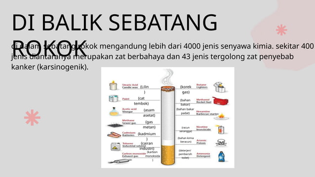 PPT BAHAYA MEROKOK MEMBAHAS TENTANG DEFINISI ROKOK JENIS-JENIS ROKOK ...