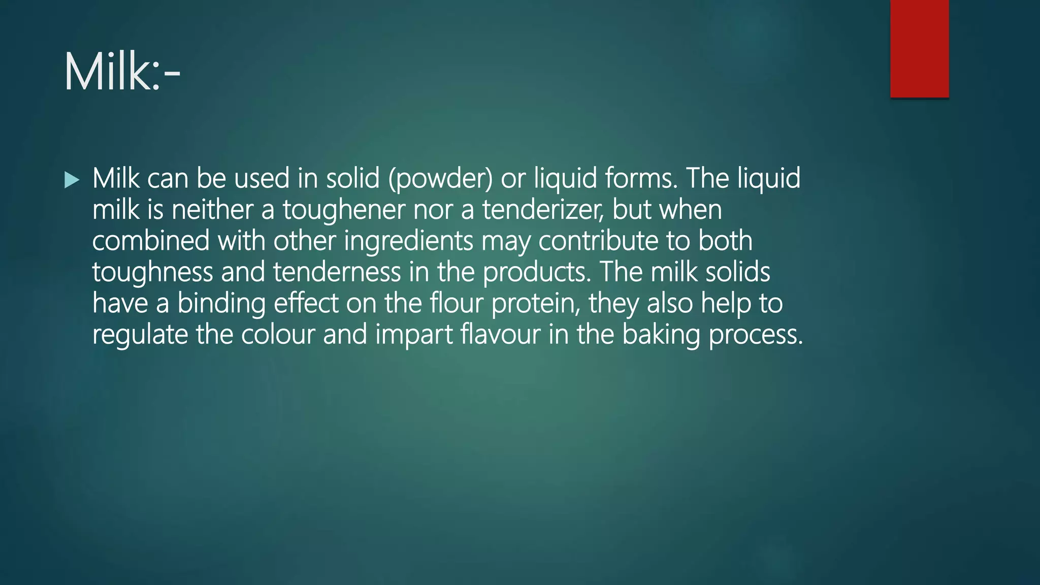 Role of ingredients in bakery industry | PPTX