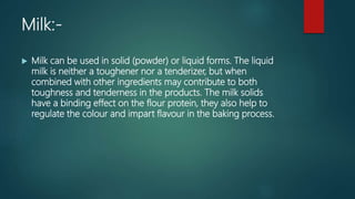Role of ingredients in bakery industry | PPTX
