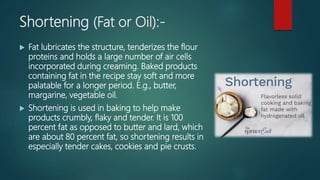 Role of ingredients in bakery industry | PPTX