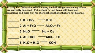 PPT LAW OF CONSERAVTION OF MASS AND BALANCE THE CHEMICAL EQUATIONS | PPTX