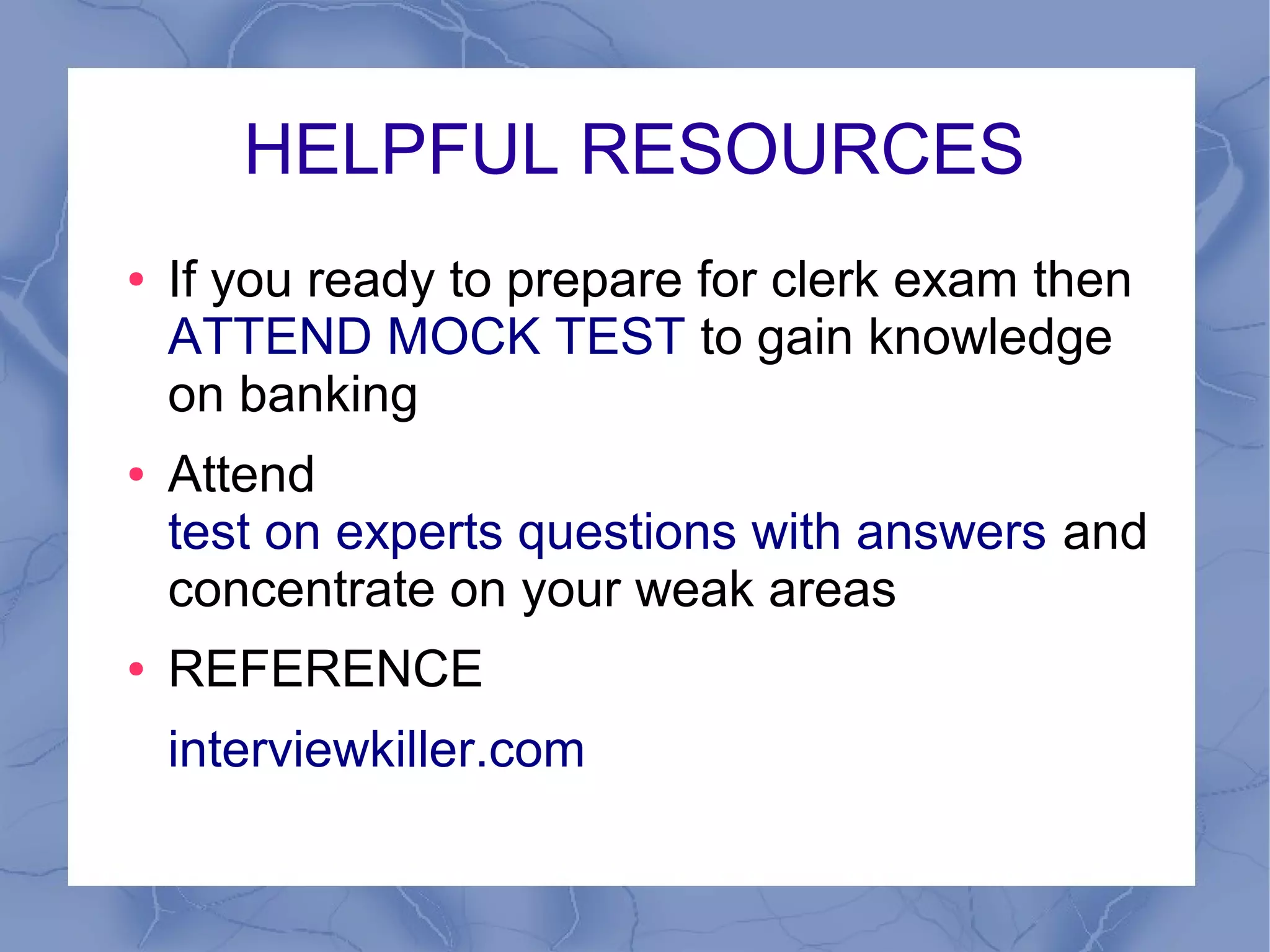 Ppt bank clerk | ODP