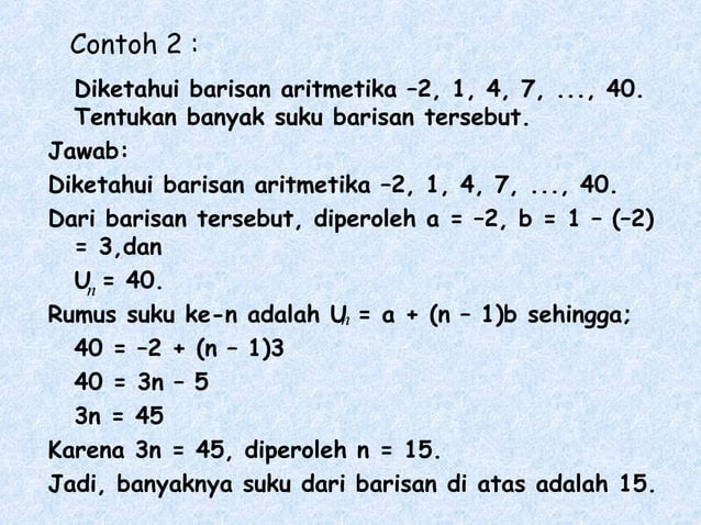 BARIS DAN DERET ARITMATIKA LENGKAP BESERTA CONTOHNYA | PPT
