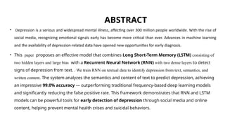 PPT Depression Detection from Text, Image & Speech using Deep Learning ...