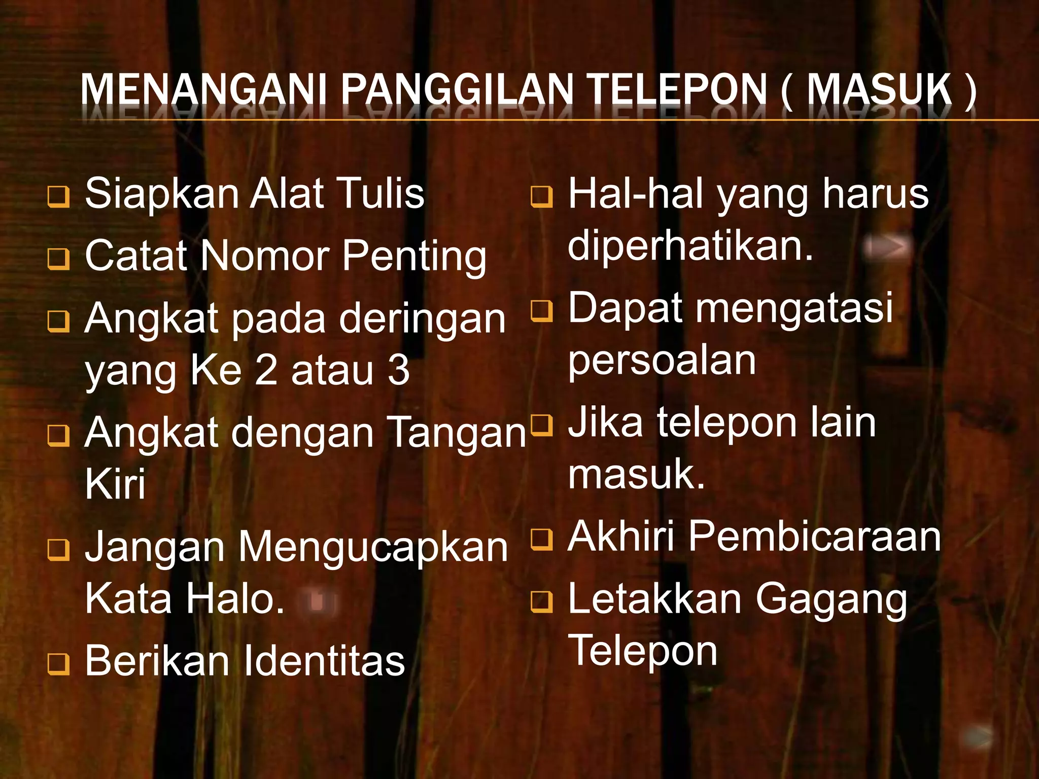 Ppt berkomunikasi melalui telepon | PPTX