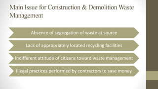 construction and demolition waste management | PPTX
