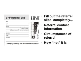 How to give great referral in BNI | PPTX
