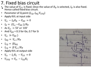 biasing circuit ppt based on bi polar junction transistor | PDF