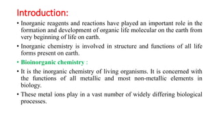 Ppt bioinorganic chemistry by dr.seema pattanshetti | PPT