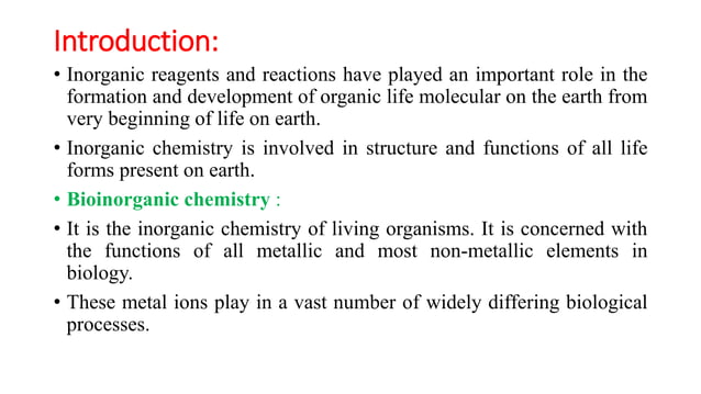 Ppt bioinorganic chemistry by dr.seema pattanshetti | PPT | Chemistry ...
