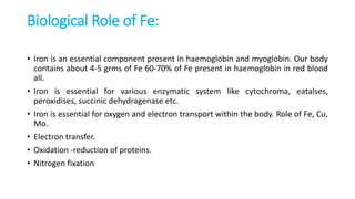 Ppt bioinorganic chemistry by dr.seema pattanshetti | PPT