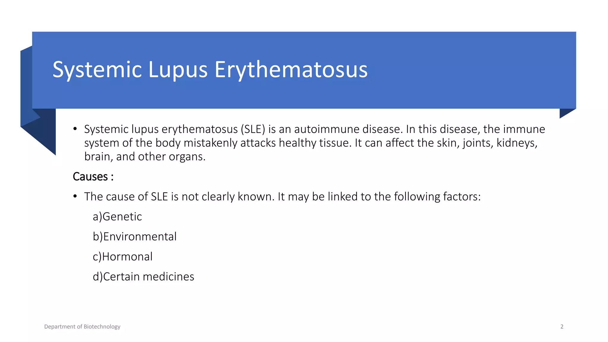 biomarkers in SLE ( Systemic Lupus Erythematosus ) | PPTX