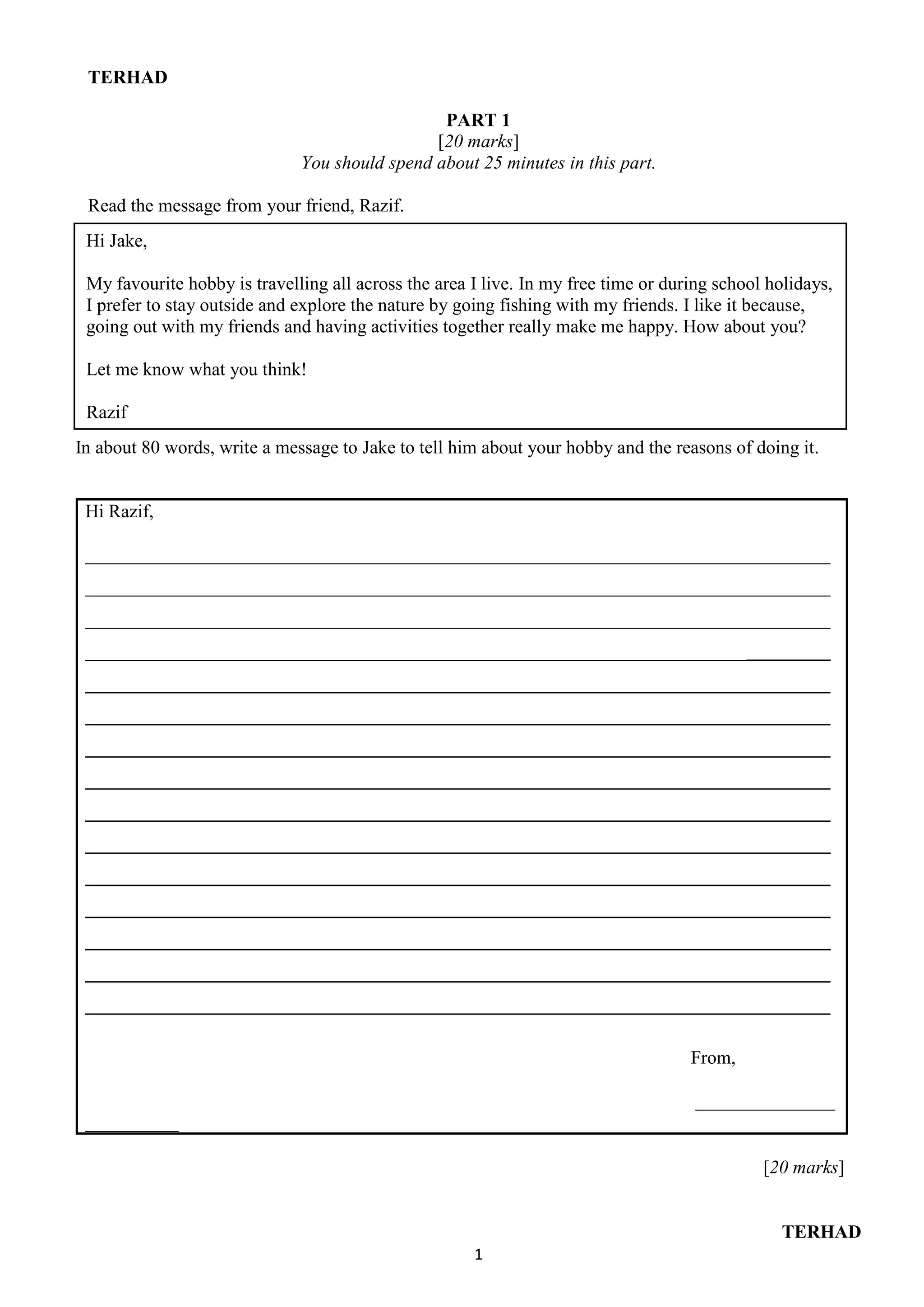 Bahasa Inggeris Form 2 (Paper 2) Writing | DOCX