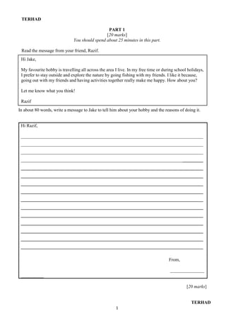 Bahasa Inggeris Form 2 (Paper 2) Writing | DOCX