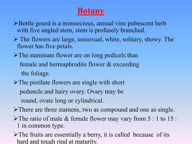 Breeding of Bottlegourd & Bittergourd | PPTX | Gardening | Home & Garden