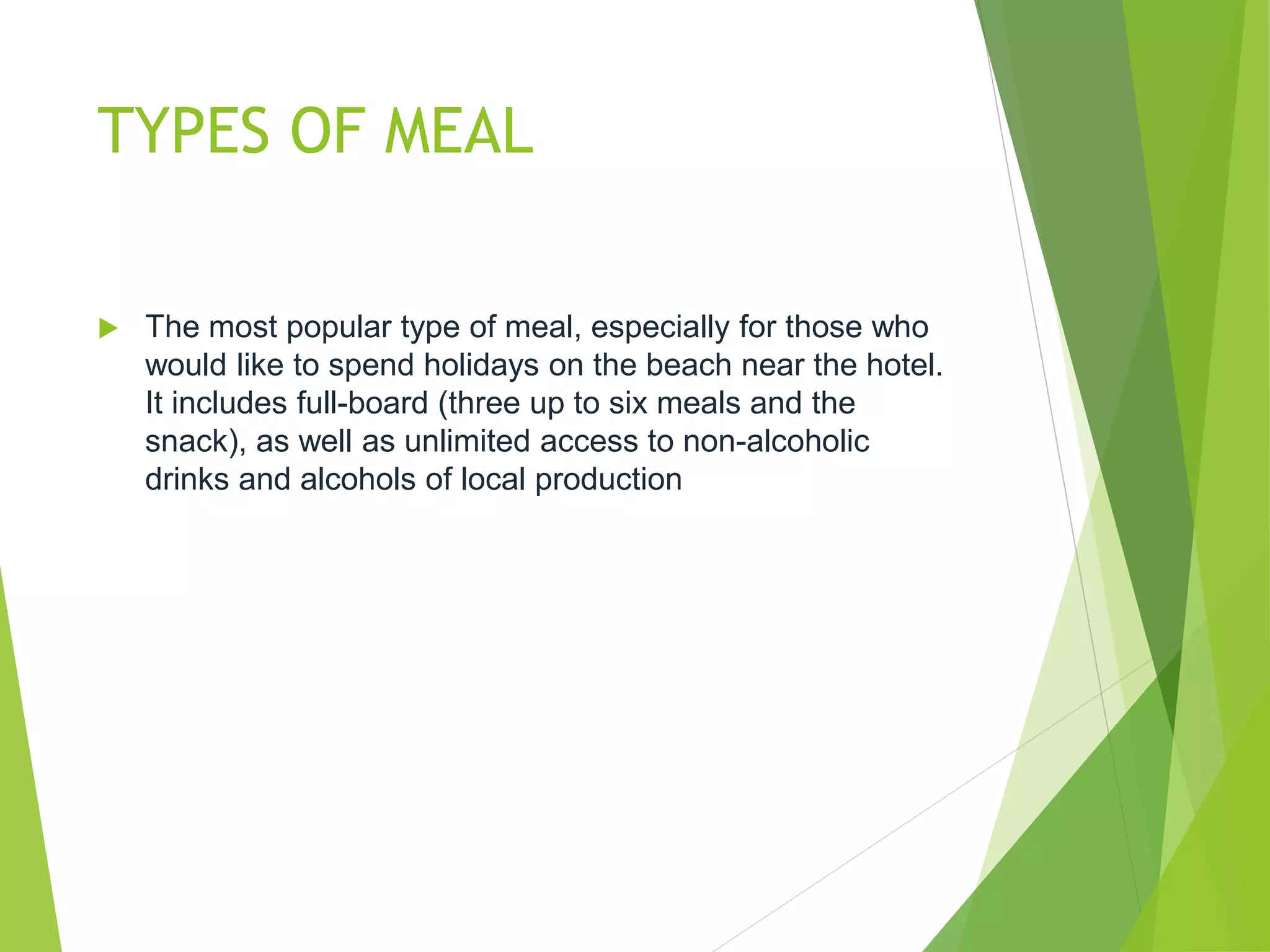 TYPES OF FOODS SERVED IN HOTELS | PPTX