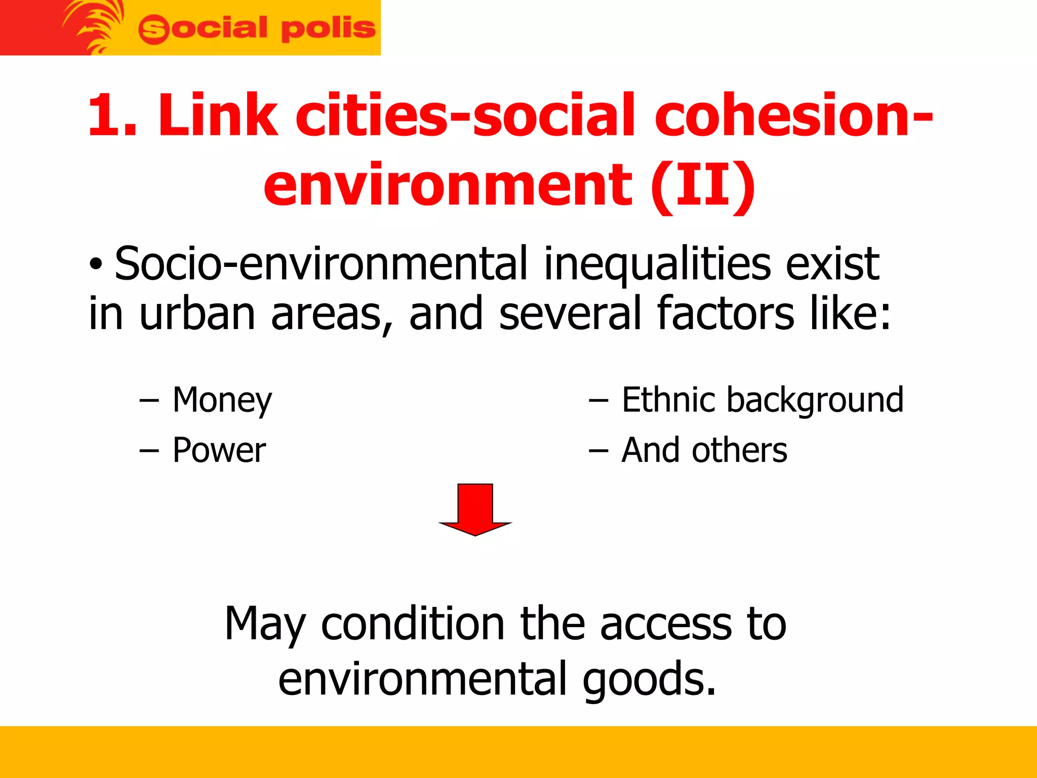 Cities, social cohesion and the environment | PPT