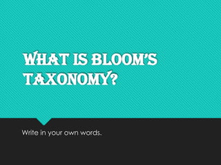 PPT Blooms taxonomy structuring the learning jourey.pptx