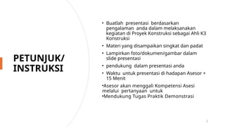 Contoh PPT untuk SKA K3 Konstruksi LPJK 2025 | PPTX