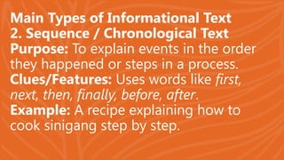 Types of Informational Text presentation for English 5 | PPTX