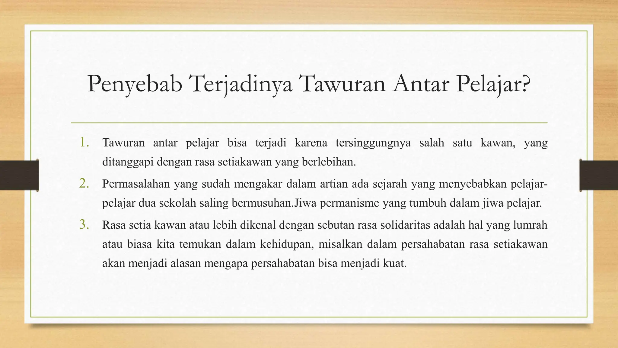 TAWURAN ANTAR PELAJAR | PPTX