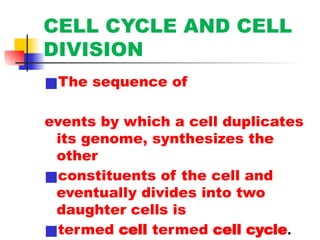 Biology PPT cell division and cell cycle | PPTX